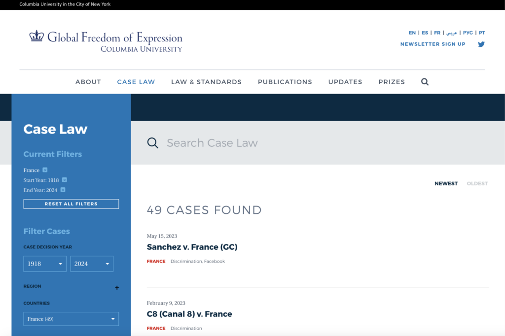 Global Freedom of Expression | FRENCH CASES - Global Freedom of Expression